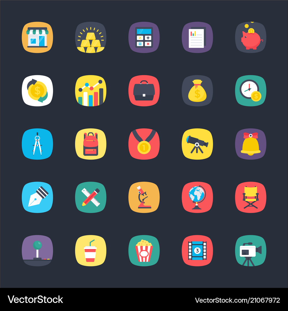 Collection of app flat icons Royalty Free Vector Image