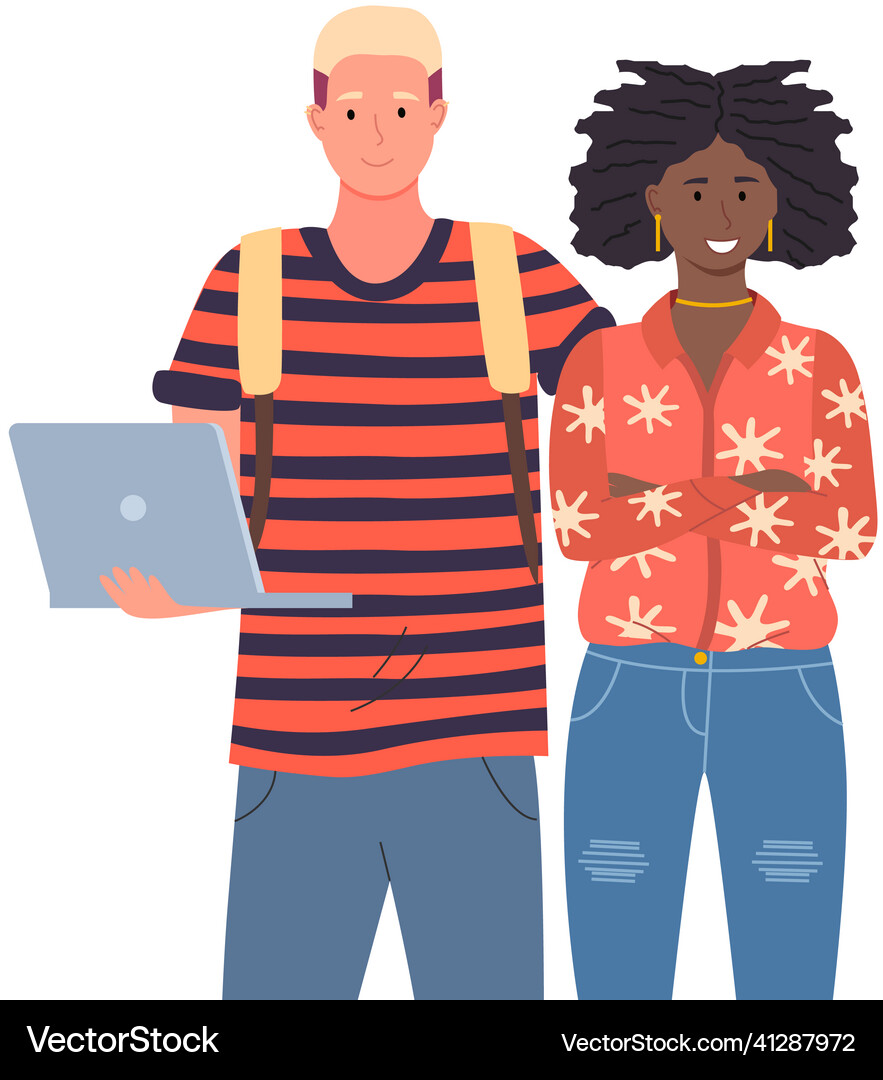 Diverse college university students schoolgirl Vector Image