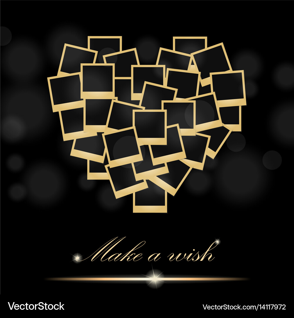 Heart concept made with empty photos on black Vector Image