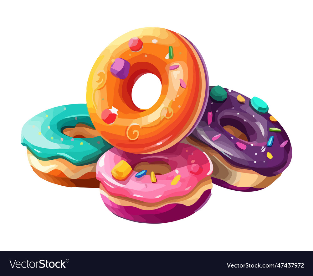 Multi colored donut with icing and sprinkles Vector Image Multi colored donut with icing and sprinkles Vector Image