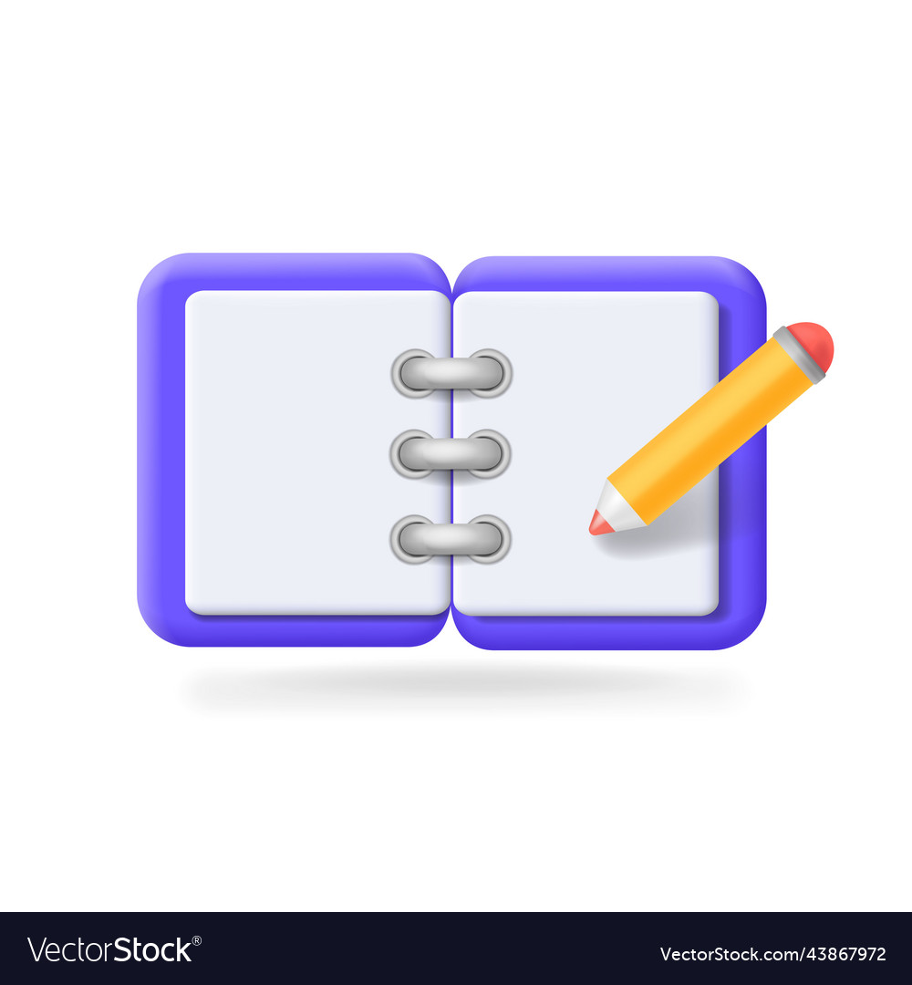 Notepad and pencil opened note Royalty Free Vector Image