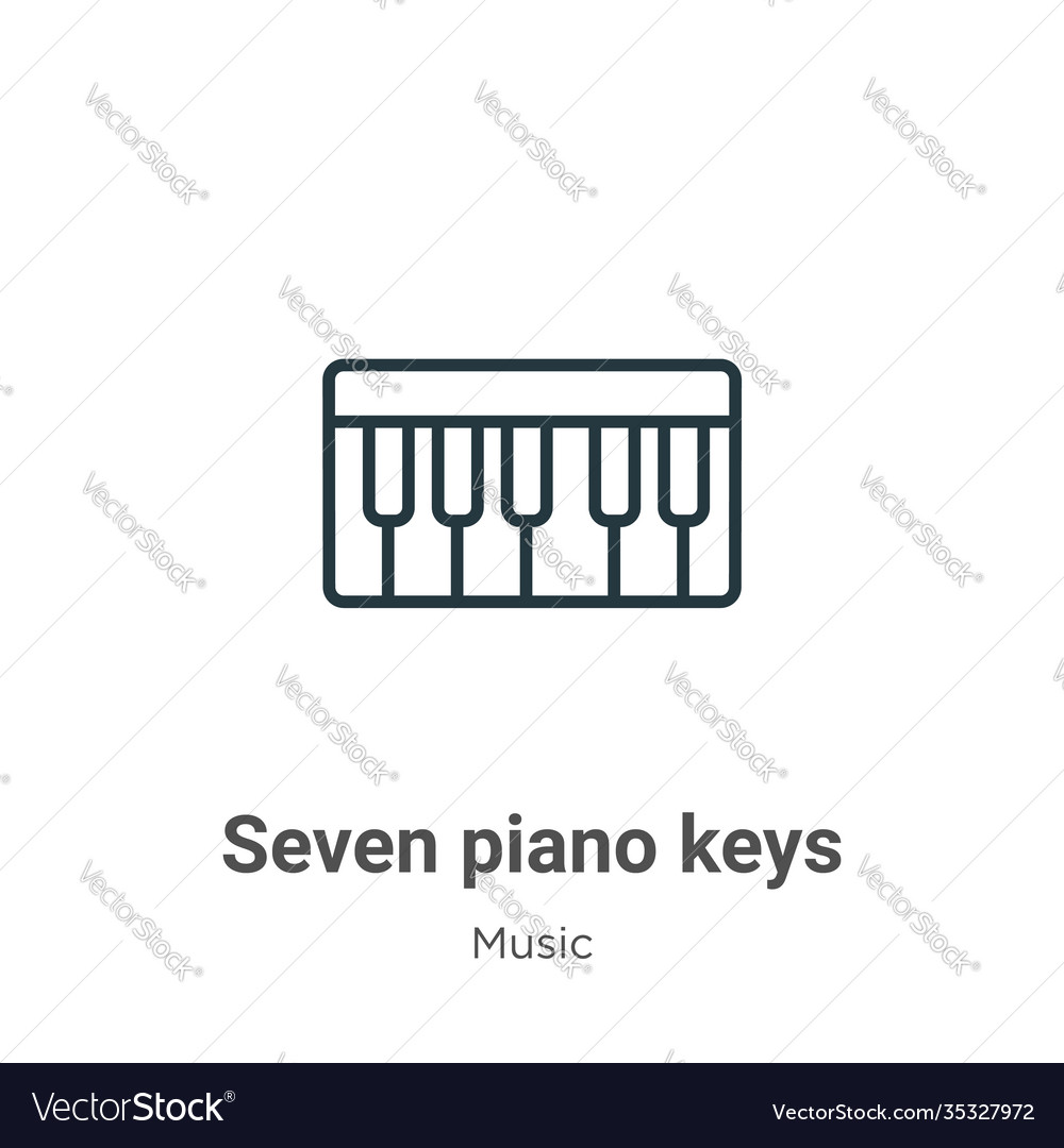 Seven piano keys outline icon thin line black Vector Image