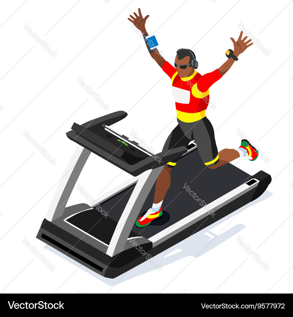 Treadmill fitness class working out isometric Vector Image