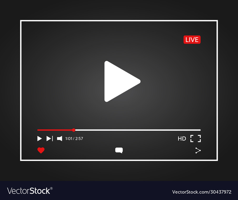 Video player interface web screen template Vector Image Video player interface web screen template Vector Image