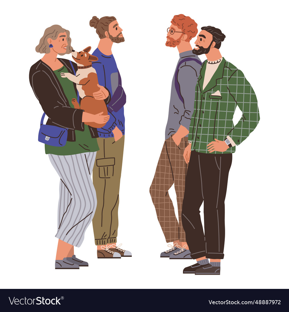 Waiting Line People Queuing Many Vote Royalty Free Vector