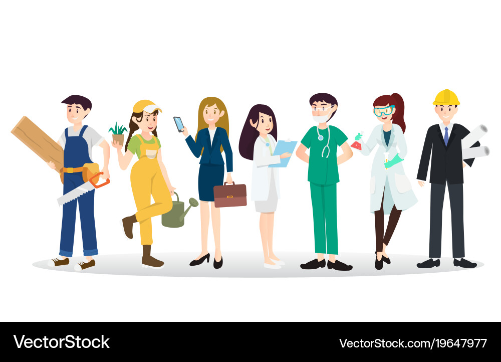 A group of people different occupation Royalty Free Vector