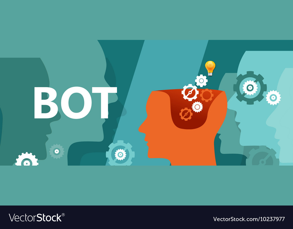 Bot head gear computer technology Royalty Free Vector Image
