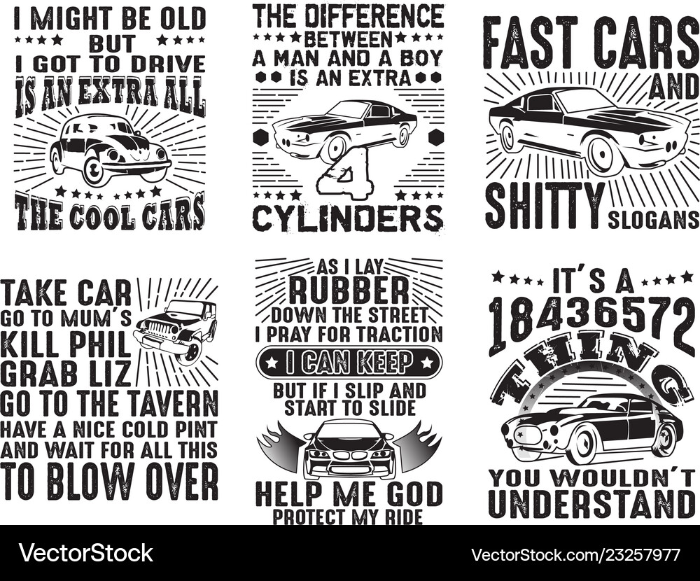 Car quote and saying set bundle best for print Vector Image