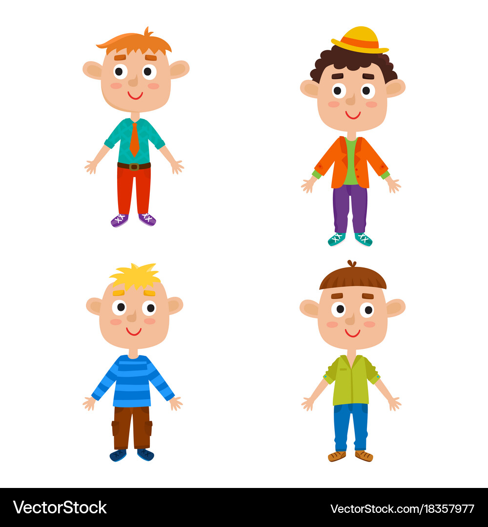 Cartoon boys isolated on white characters set Vector Image