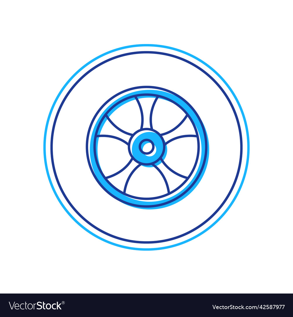 Filled outline alloy wheel for car icon isolated Vector Image