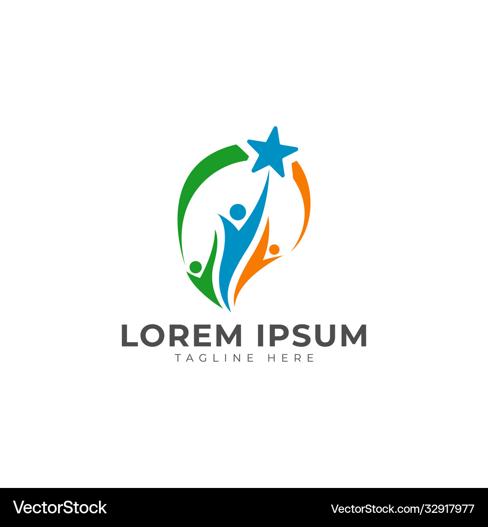 Leader team work with star logo icon Royalty Free Vector