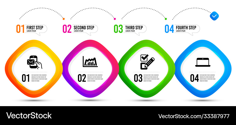 Messenger mail laptop and infographic graph icons Vector Image