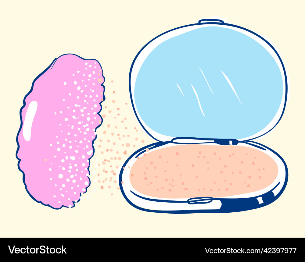 Open powder isolated on beige hand drawn icon Vector Image