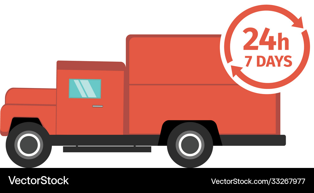 Red delivery truck on white background Royalty Free Vector