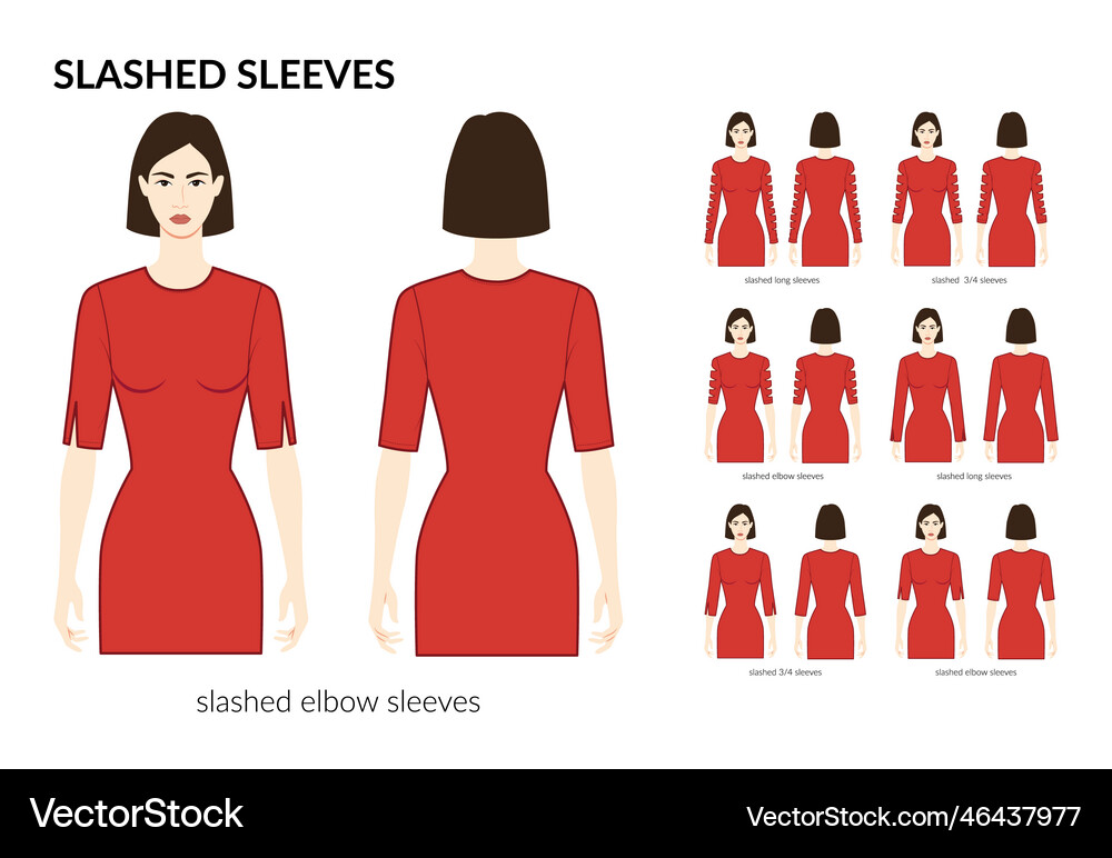 Set of slashed sleeves clothes long short Vector Image