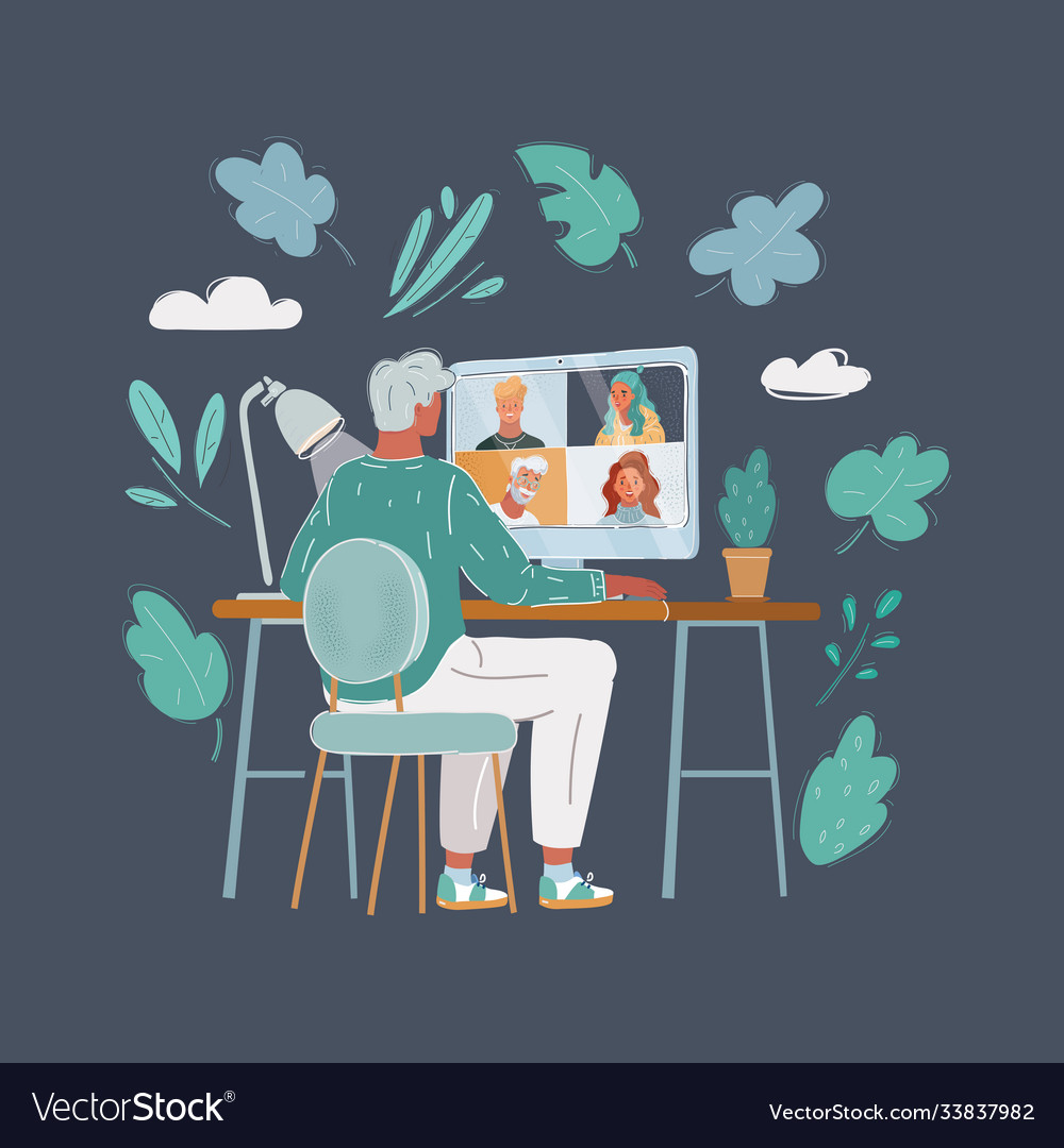 Back view man talking Royalty Free Vector Image