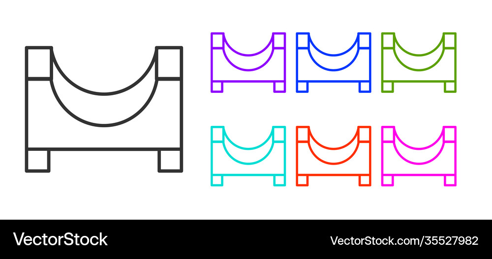 Black line skate park icon isolated on white Vector Image