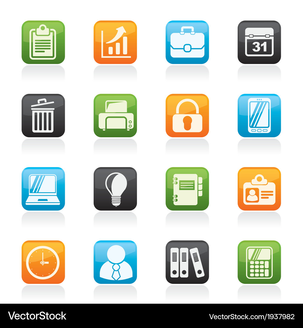 Business and office icons Royalty Free Vector Image