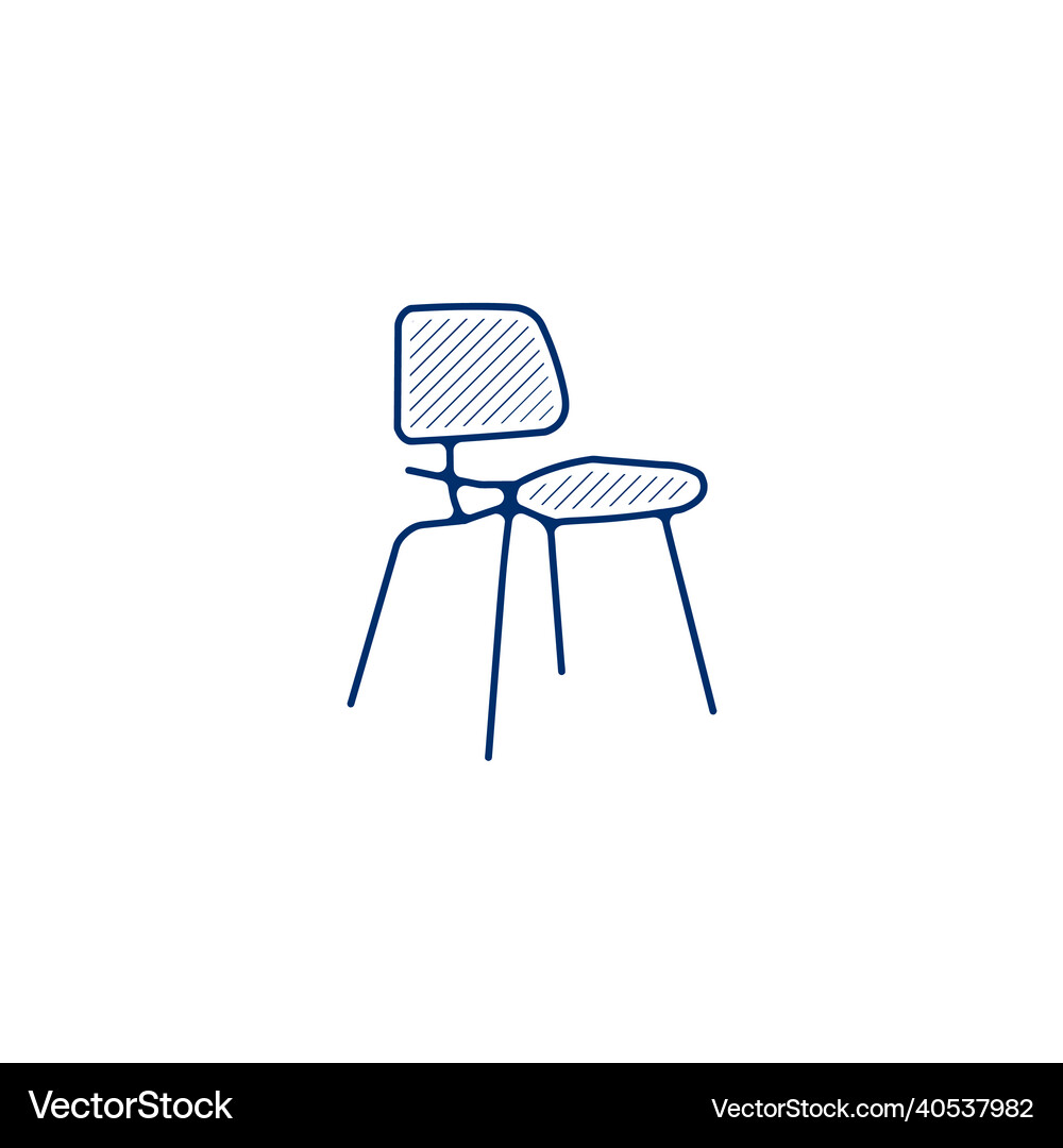Chair line icon linear hand drawn pen style Vector Image