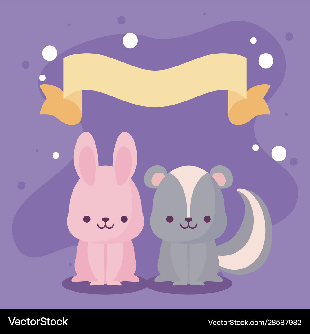 Cute rabbit and skunk cartoons design Royalty Free Vector