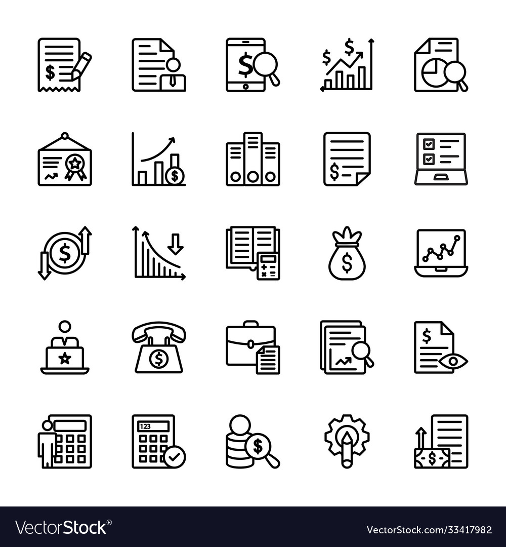 Finance line icons Royalty Free Vector Image - VectorStock