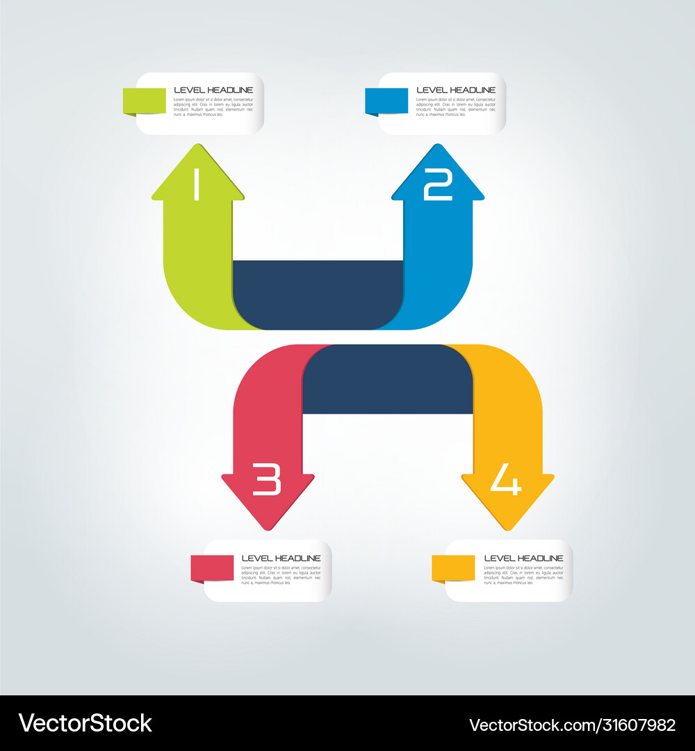 Four directions color arrows design diagram chart Vector Image