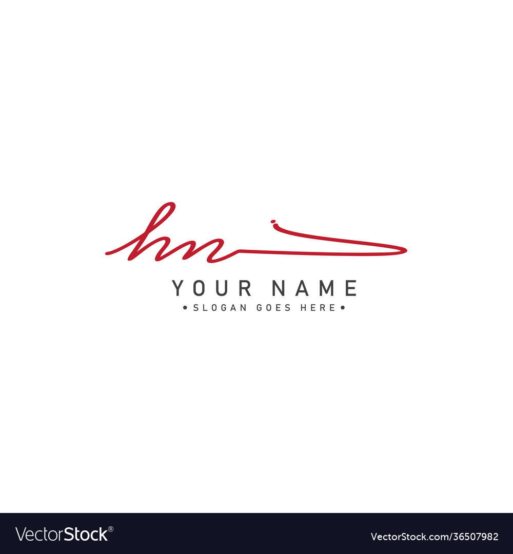 Initial letter hn logo - handwritten signature Vector Image Initial letter hn logo - handwritten signature Vector Image