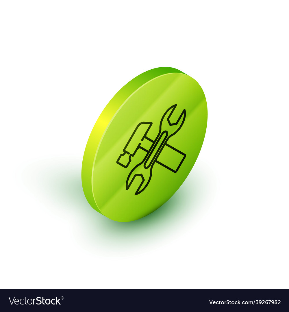 Isometric line crossed hammer and wrench spanner Vector Image Isometric line crossed hammer and wrench spanner Vector Image