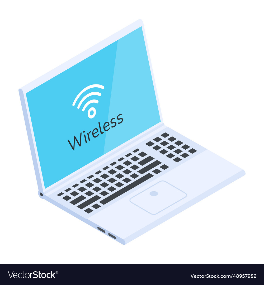 Laptop wifi connection isometric icon Royalty Free Vector