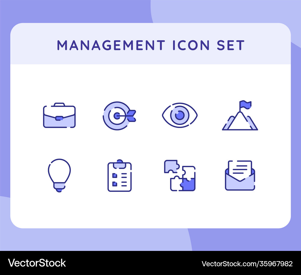 Management icon icons set collection collections Vector Image