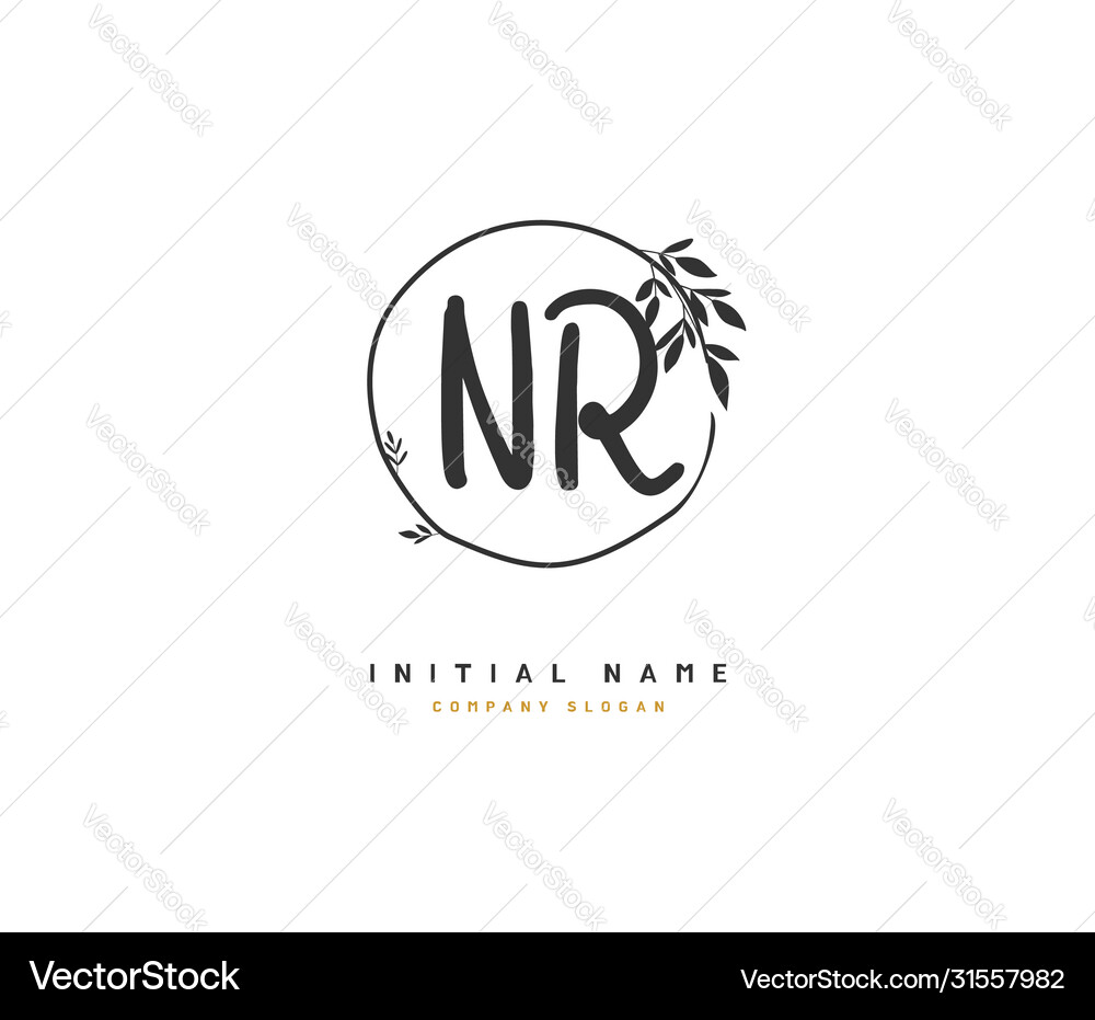 N r nr beauty initial logo handwriting Royalty Free Vector