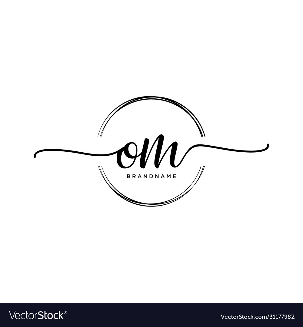 Om initial handwriting logo with circle template Vector Image