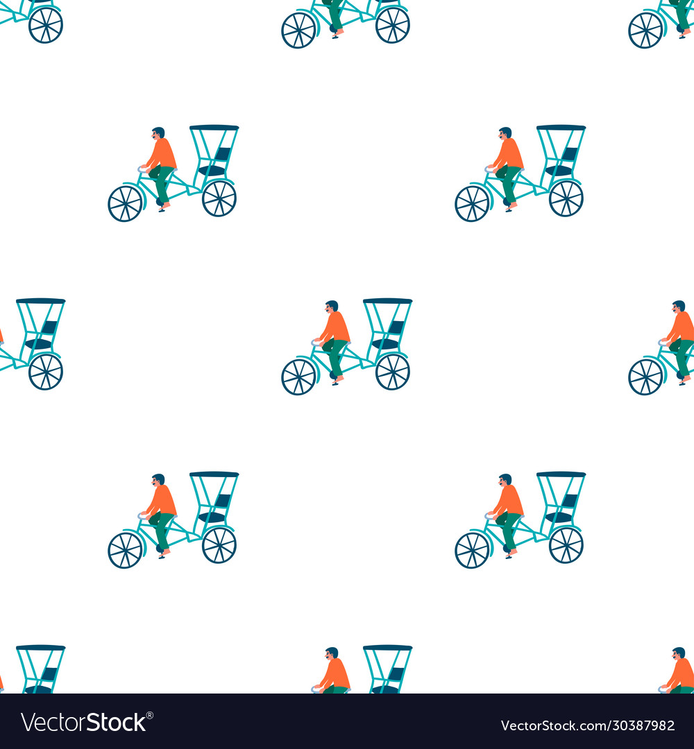Rickshaw seamless pattern Royalty Free Vector Image