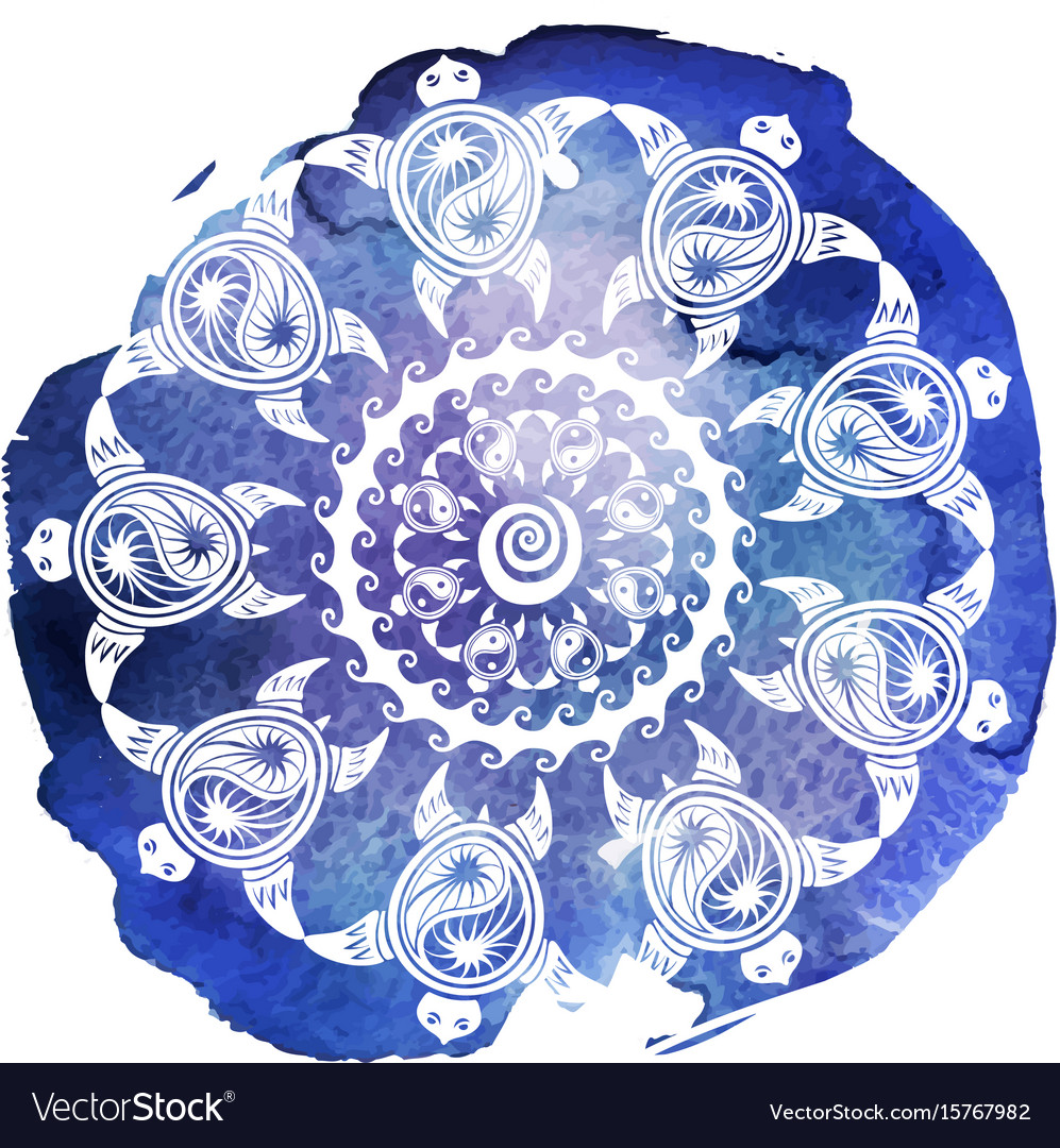 Round pattern from decorated turtles Royalty Free Vector