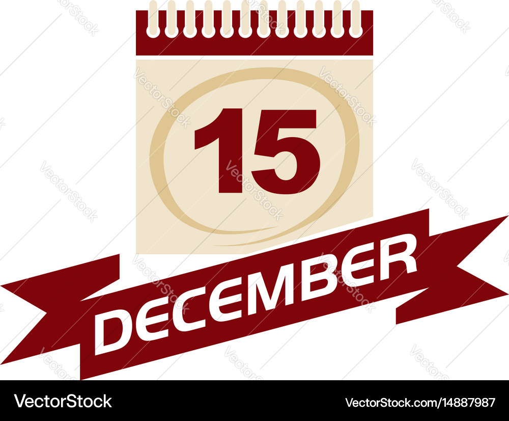 15 december calendar with ribbon Royalty Free Vector Image