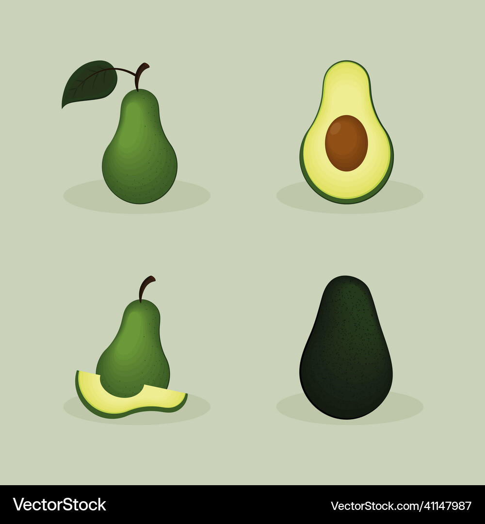 Avocado food icons Royalty Free Vector Image - VectorStock