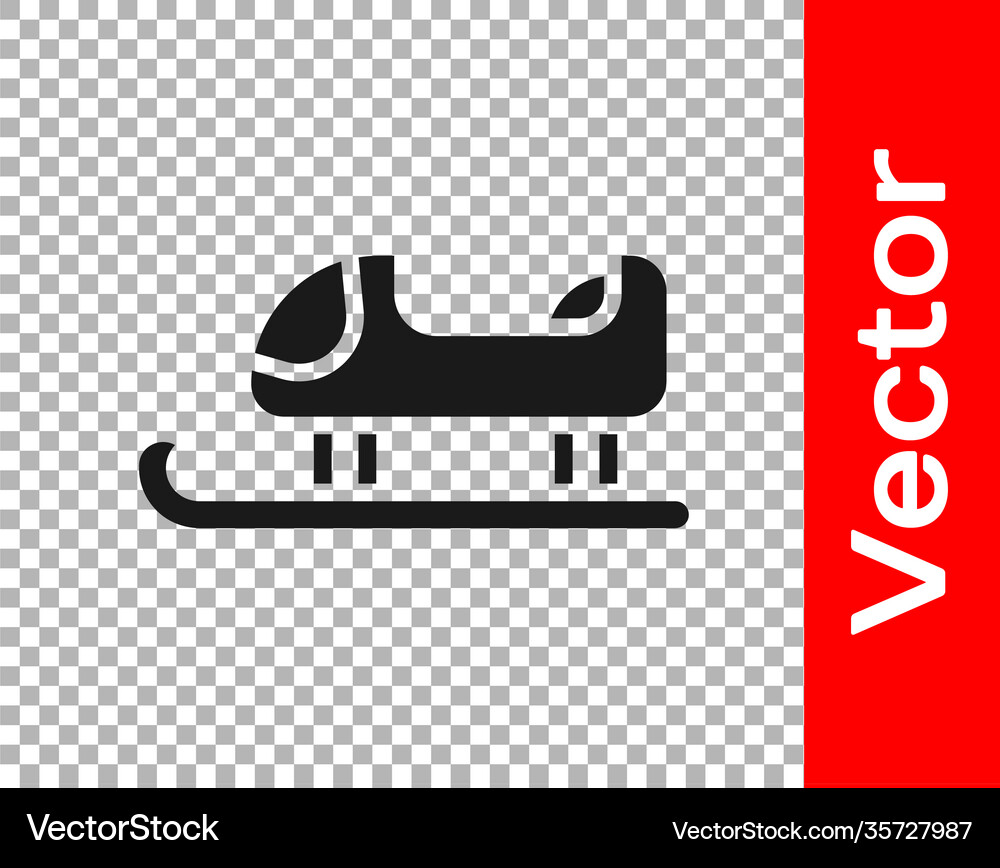 Black sled icon isolated on transparent background