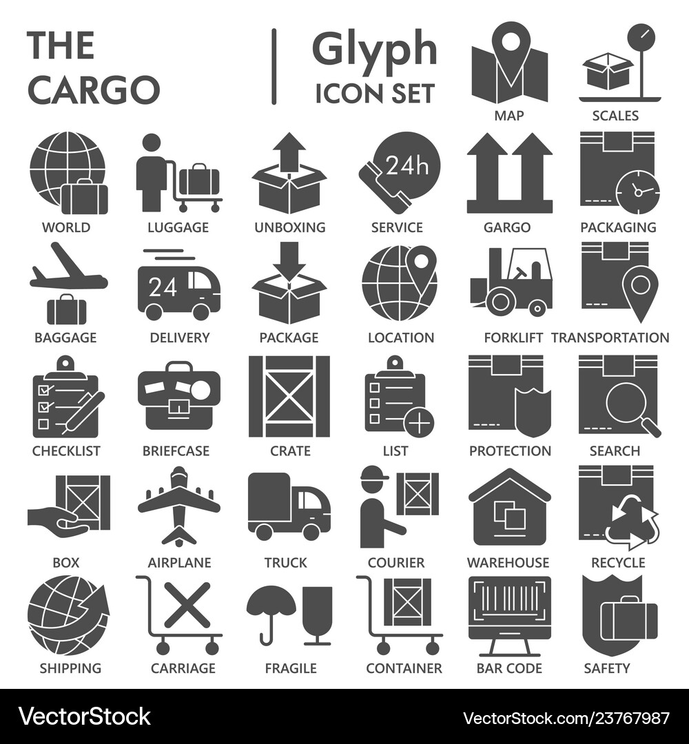 Cargo line signed icon set delivery symbols Vector Image