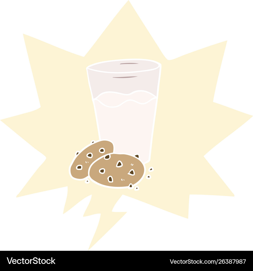 Cartoon cookies and milk speech bubble Royalty Free Vector