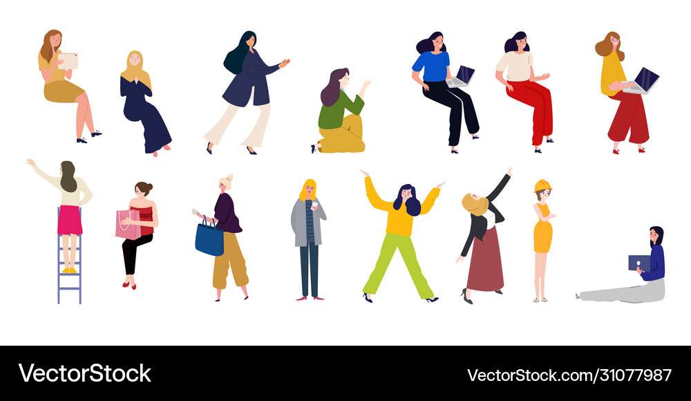 Character set collection casual cartoon Royalty Free Vector