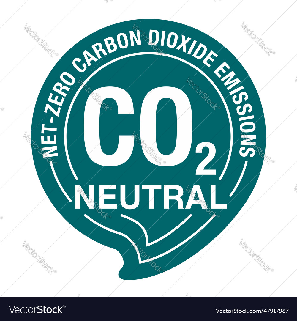 Co2 neutral - net zero carbon footprint badge Vector Image