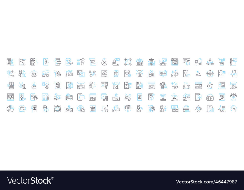Credit and debt management line icons set Vector Image