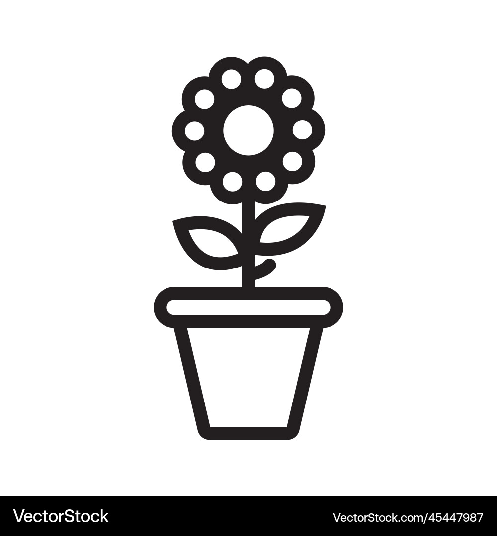 Flower plant pot icon isolated flat design Vector Image