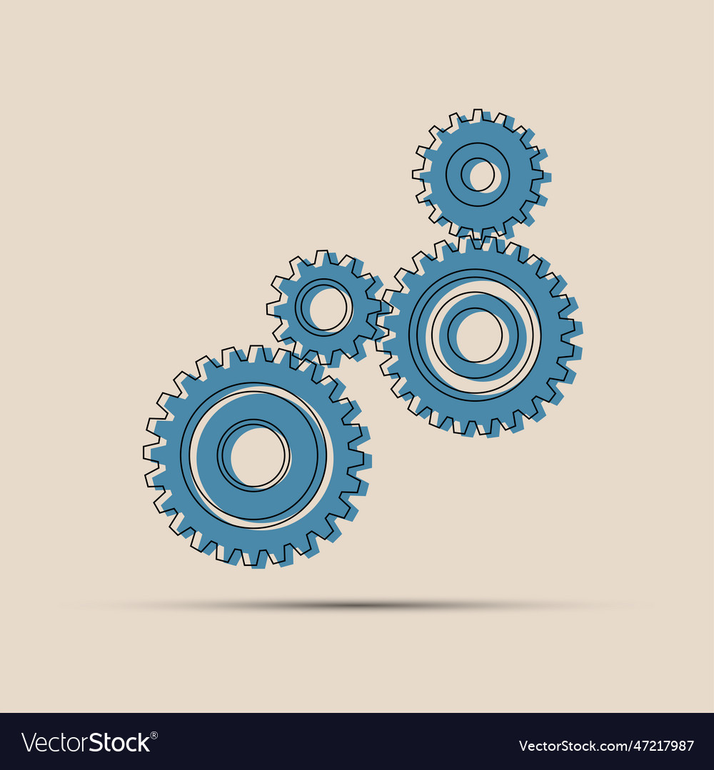 Four pieces gears set icon on background Vector Image