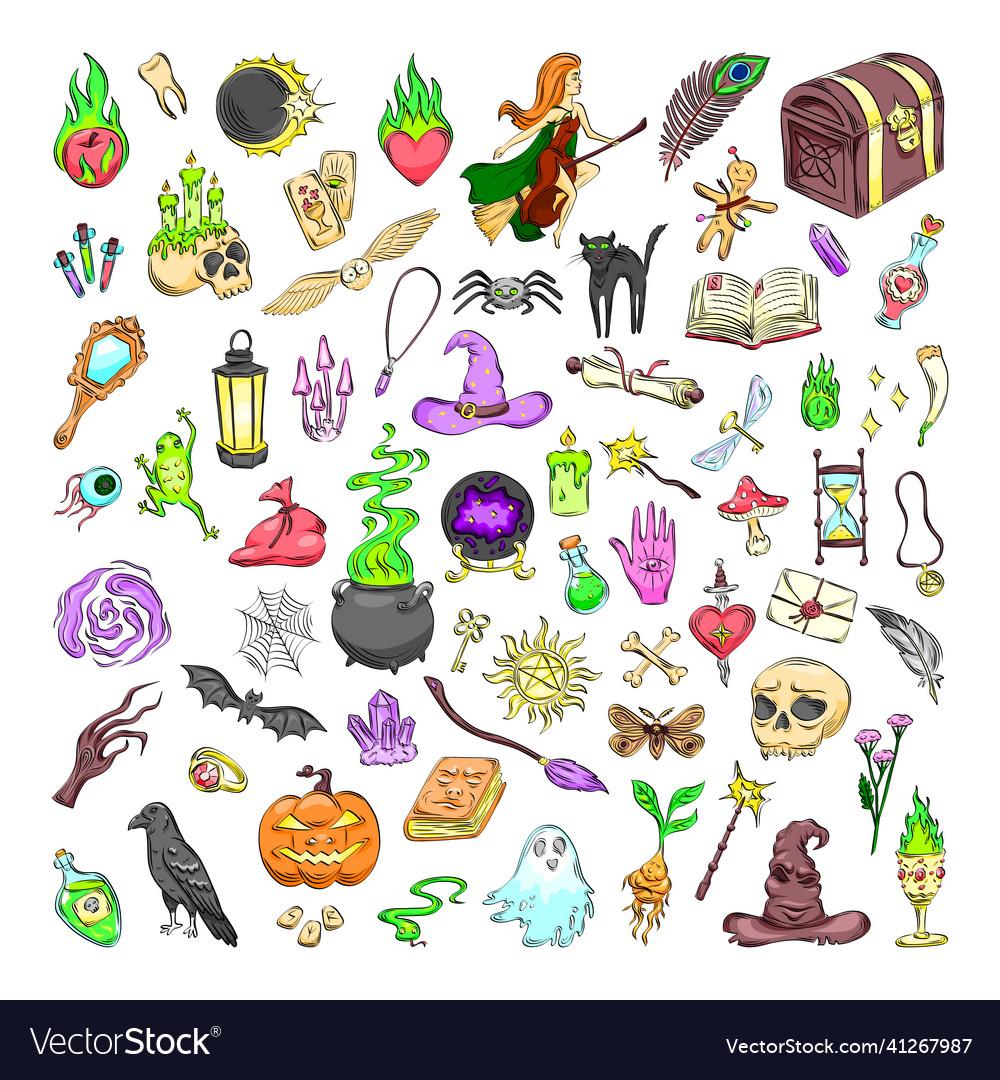 Magic accessories set Royalty Free Vector Image