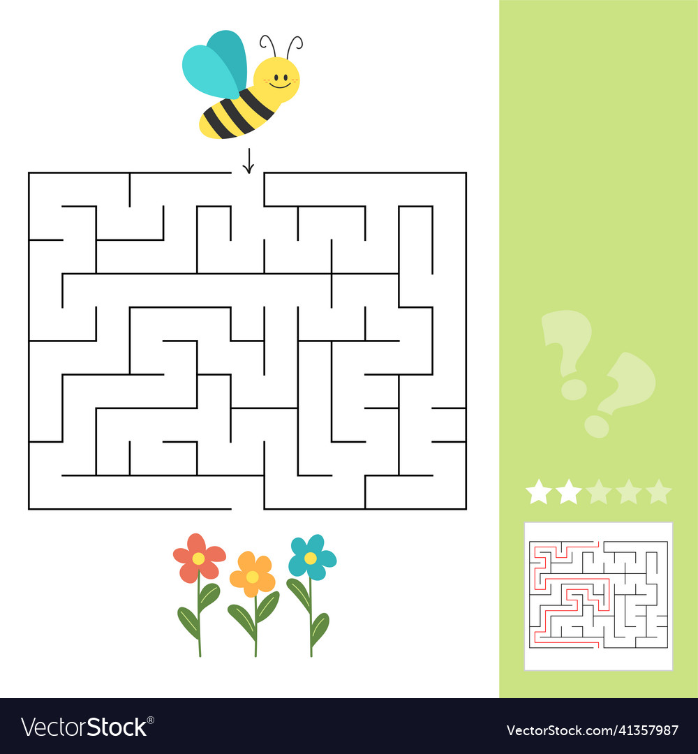 Maze puzzle for children help bee find flower Vector Image