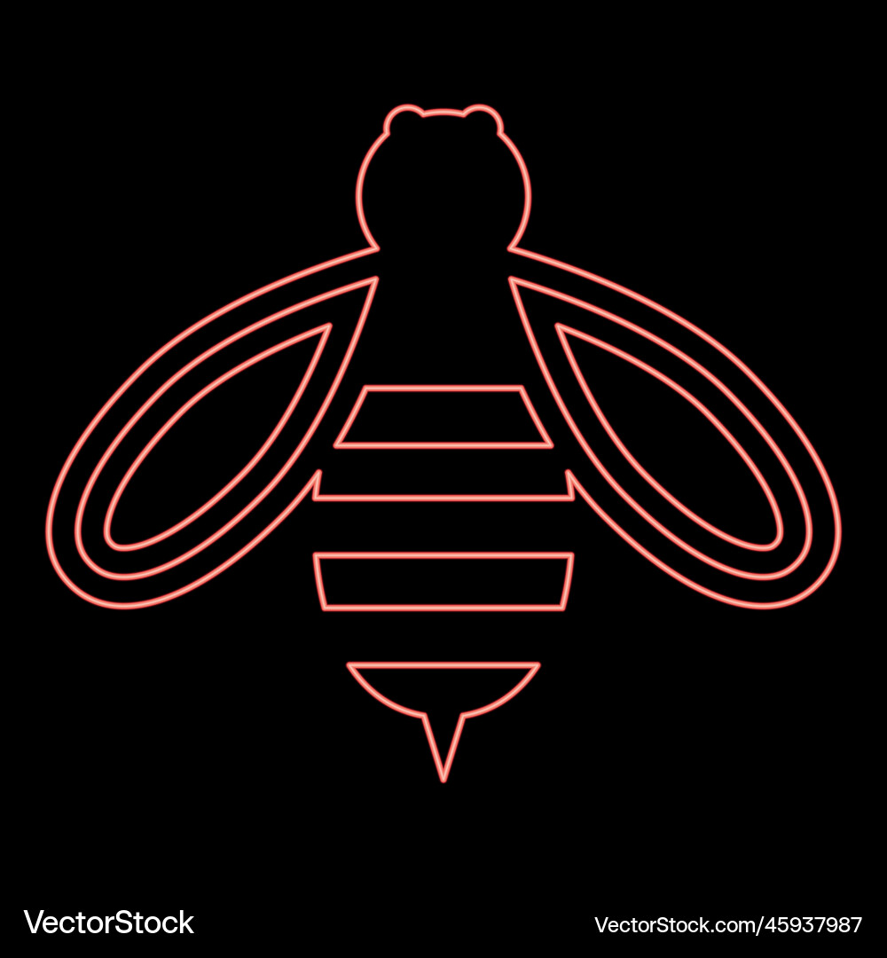 Neon bee honey red color image flat style Vector Image