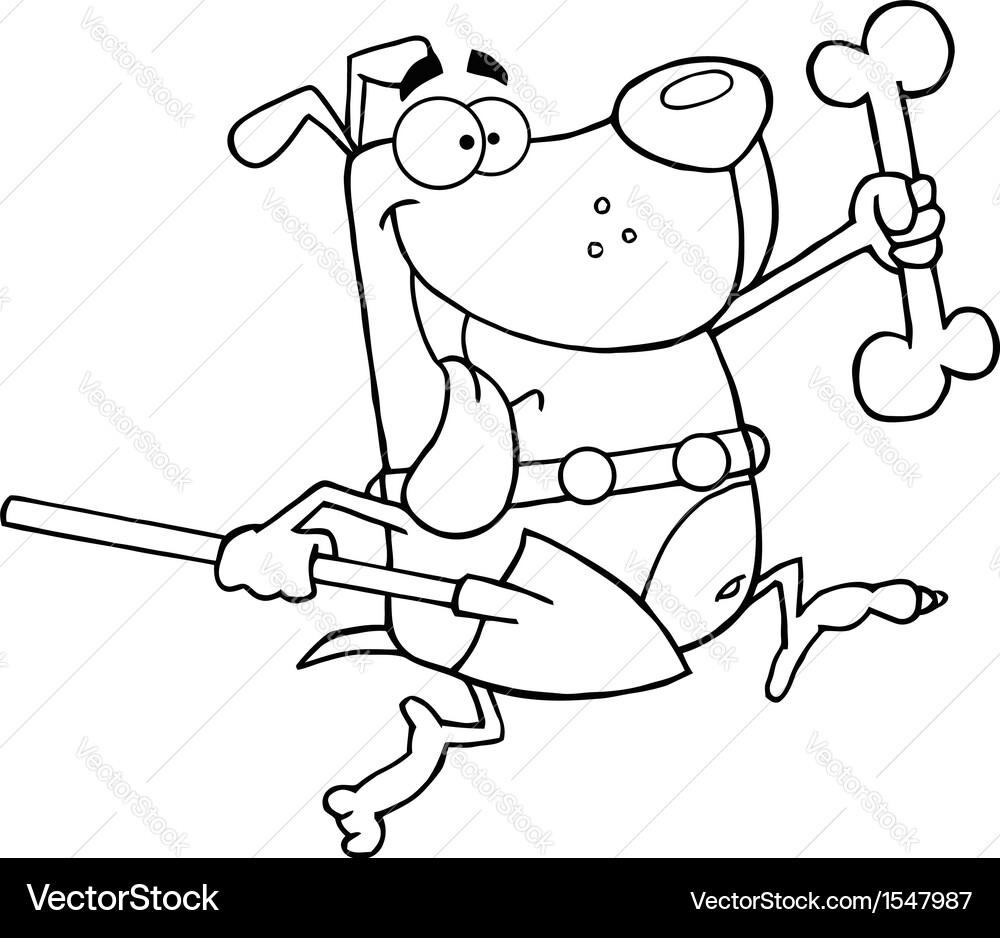 Running god with shovel and bone Royalty Free Vector Image
