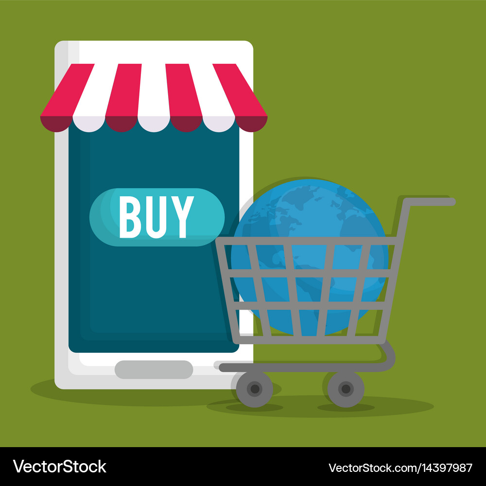 Smartphone and shopping related icons Royalty Free Vector