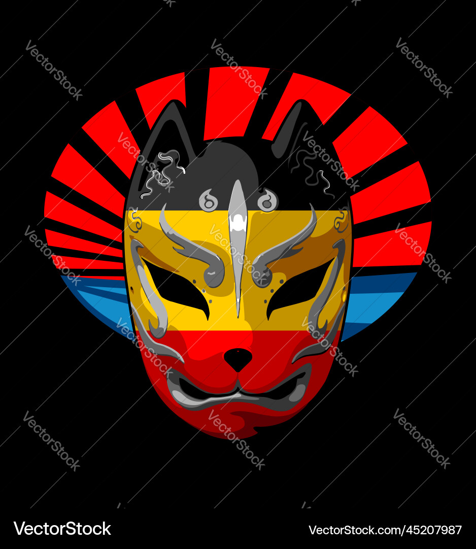 Traditional japanese mask with german flag pattern